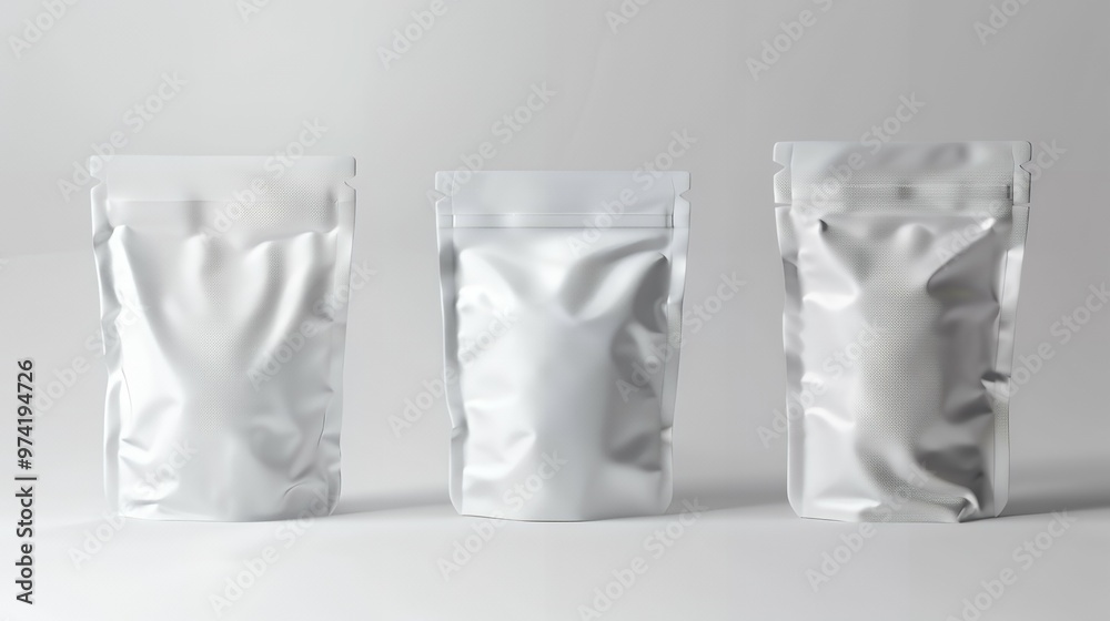Sleek White Glossy Zip Lock Plastic Bag Mockup Set for Product ...