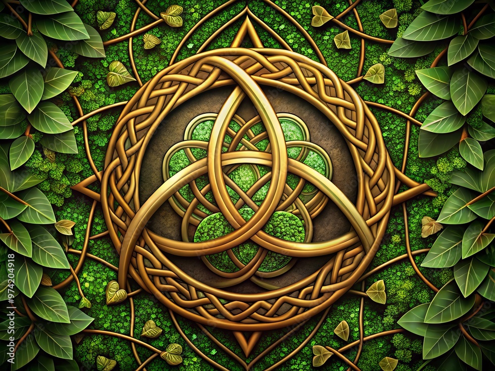 Intricate Celtic knotwork forms a sacred trinity symbol, featuring ...
