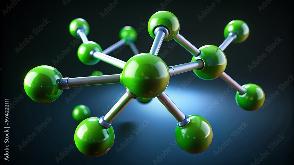 Molecular structure illustration of dichlorodifluoromethane, a colorless gas used as refrigerant ...
