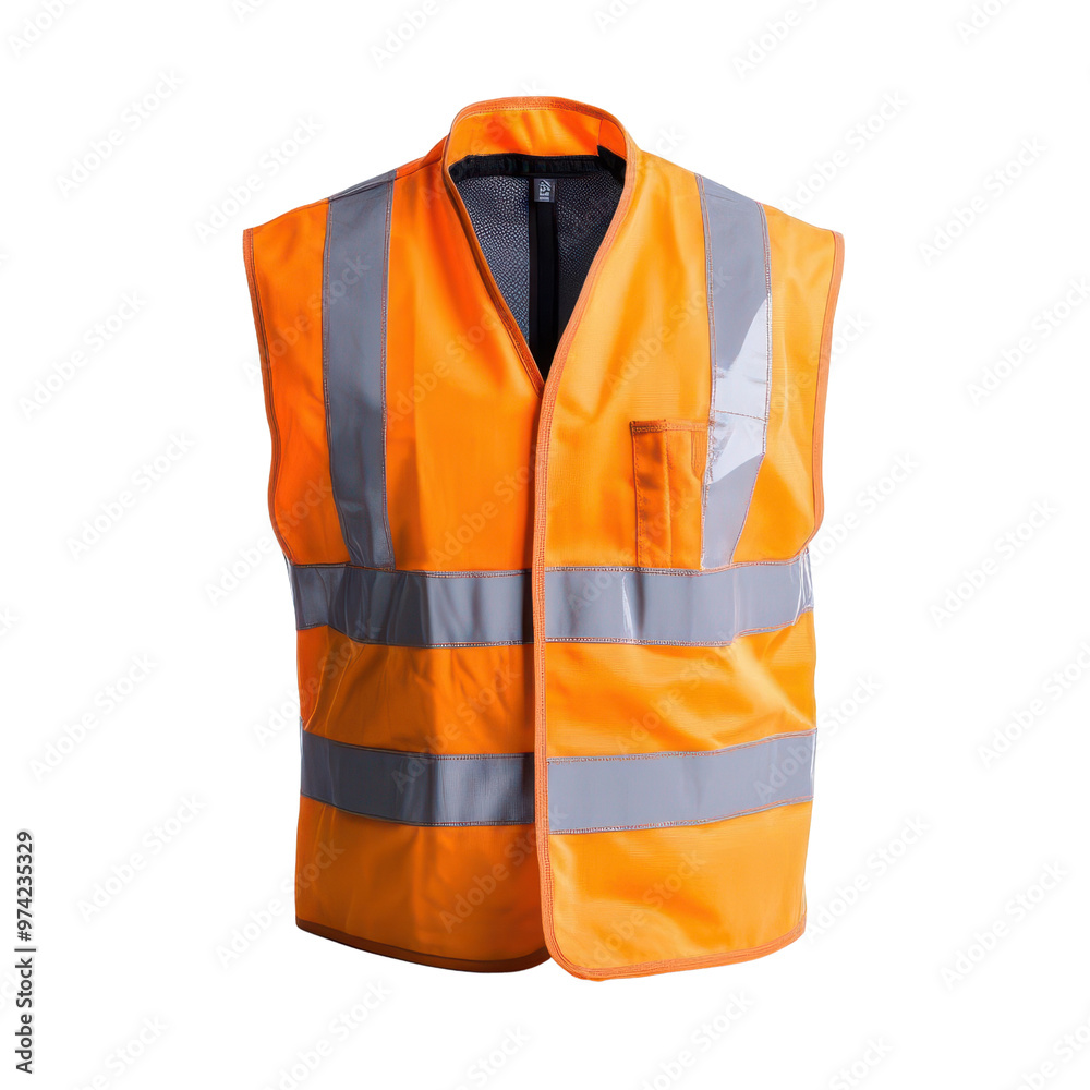 Bright orange safety vest with reflective stripes for visibility, ideal ...