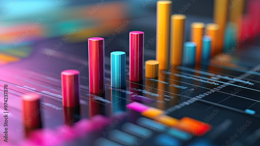 3D abstract chart showing business cost distribution with no people and ...