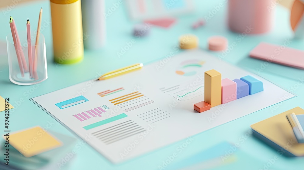 3D visual of business expense breakdown with ample space for notes and ...