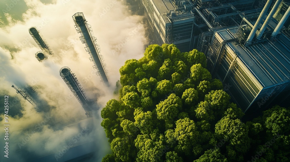 Green power plant with trees harnessed eco-friendly energy for ...