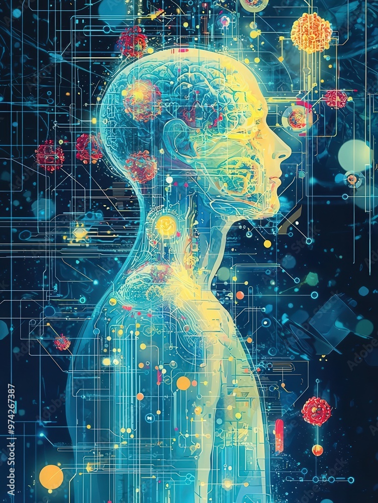 AI immunity scan, holographic cells, advanced biodefense, digital ...