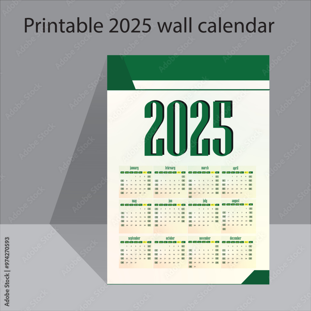 Printable 2025 Wall Calendar Design: A clean and modern design for a ...