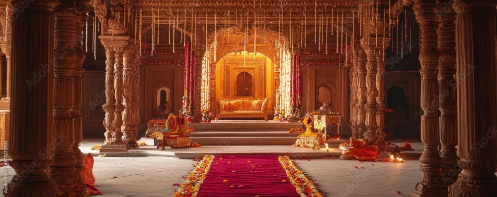 Indian palace architecture with decorations, festive atmosphere Stock ...