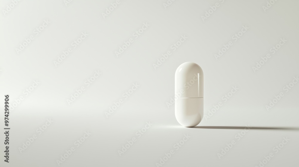 Isolated image of a single homeopathic pill placed on a clean white ...