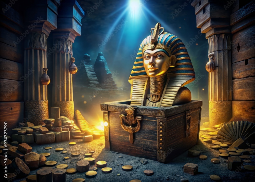 * pharaoh's tomb hidden treasure map cryptic puzzle solve seek adventure mysterious dark Stock ...