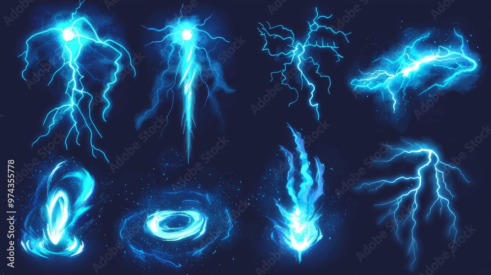 Lightning, electric, magic electricity, and thunderbolt effects ...