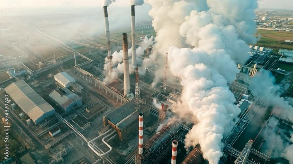 Smog-Shrouded Industry: An aerial perspective of a sprawling industrial ...