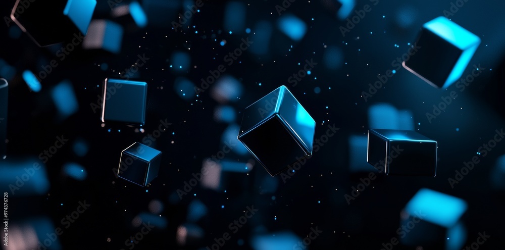 Future illustrations of digital technology with dynamic flowing data in ...