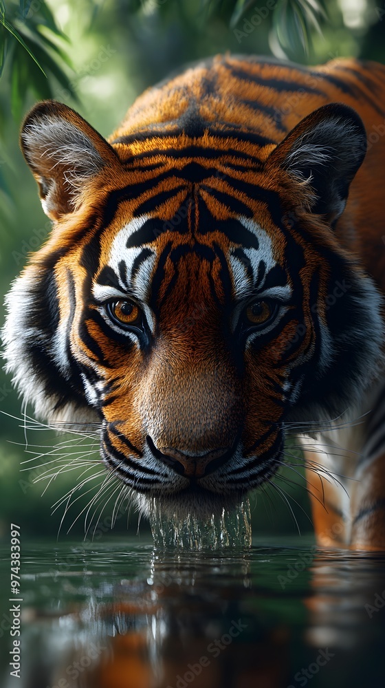 Powerful tiger cooling off in a hidden forest pond pictures Stock Photo ...