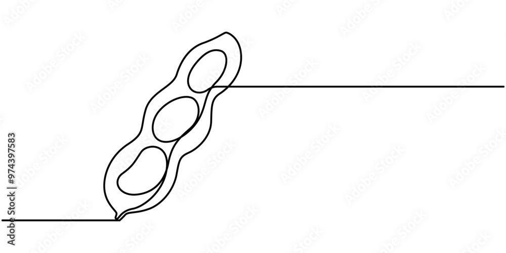 Fava beans simple color vector illustration. One continuous line art ...