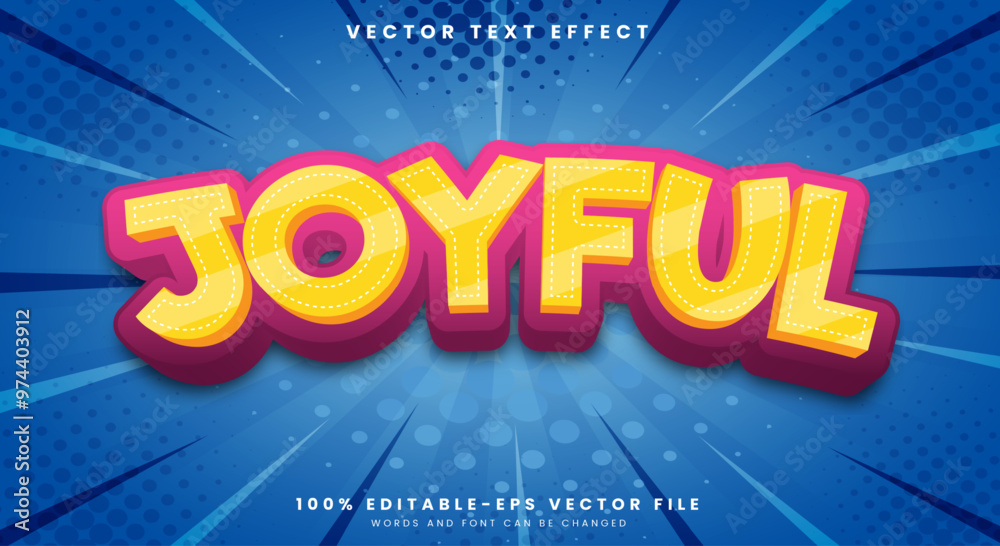 Joyful 3d editable text style effect with happy kids theme Stock Vector ...