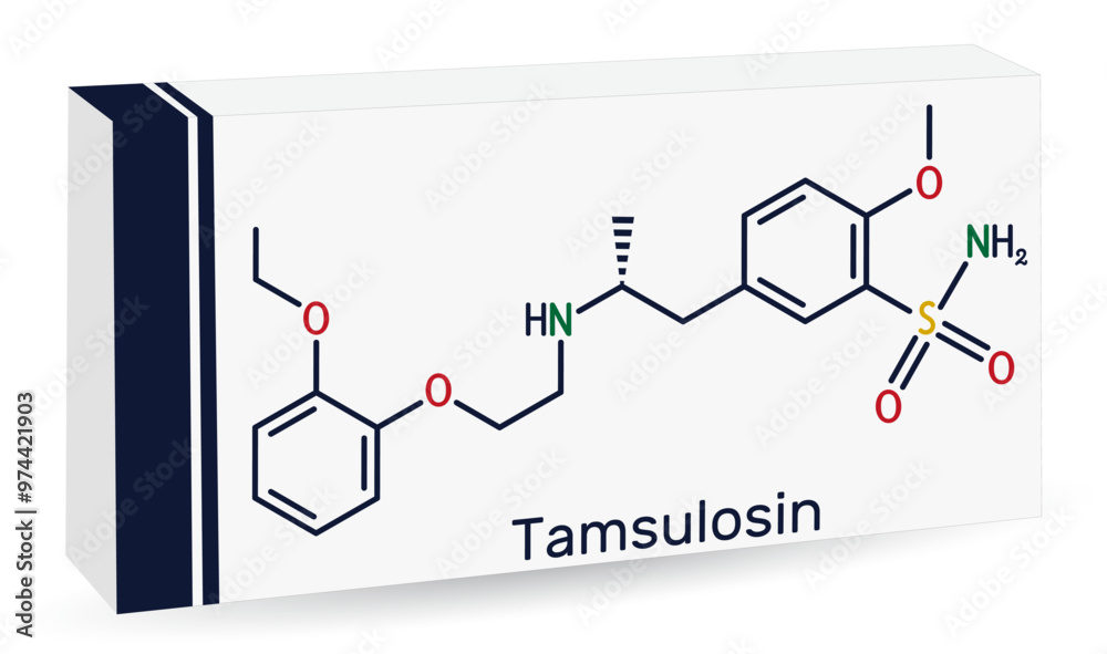 Tamsulosin drug molecule. Used to treat benign prostatic hyperplasia ...