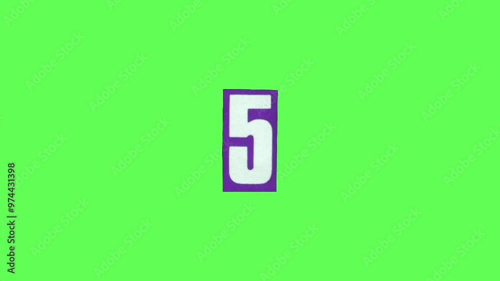 Moving down Cartoon Number six 5 animation green screen. flat design ...