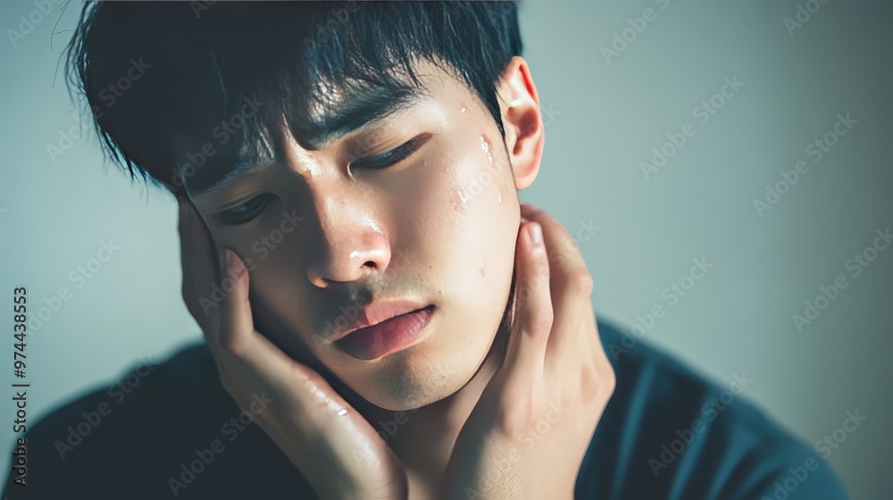 Eczema outbreaks leave a young Asian man scratching his skin ...