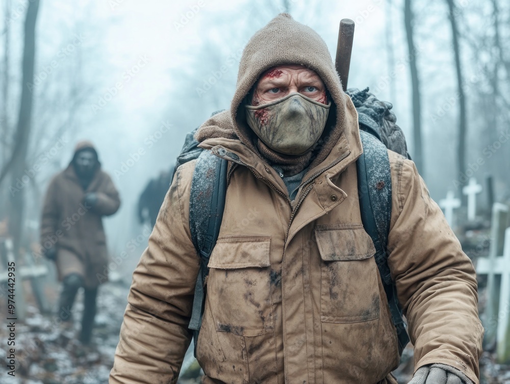 Disturbing Zombie Mask, Foggy Graveyard, Dark Atmosphere, Spooky ...