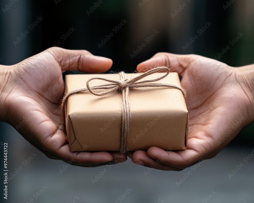 Giving a Gift of Gratitude and Generosity, Hands Presenting a Wrapped ...