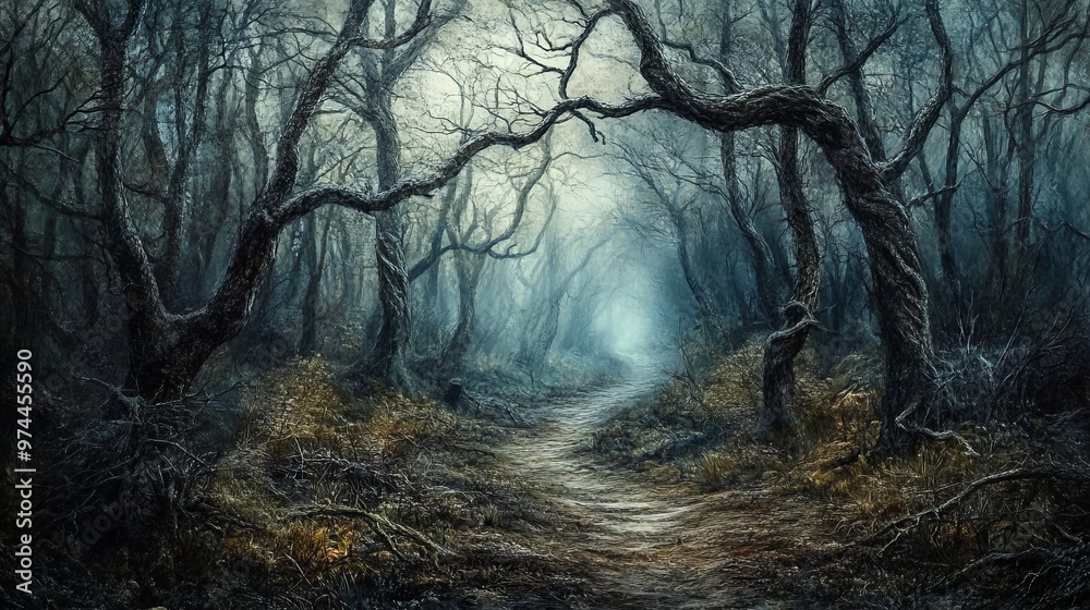 It's a creepy, foggy forest full of twisted trees and an uncertain path ...