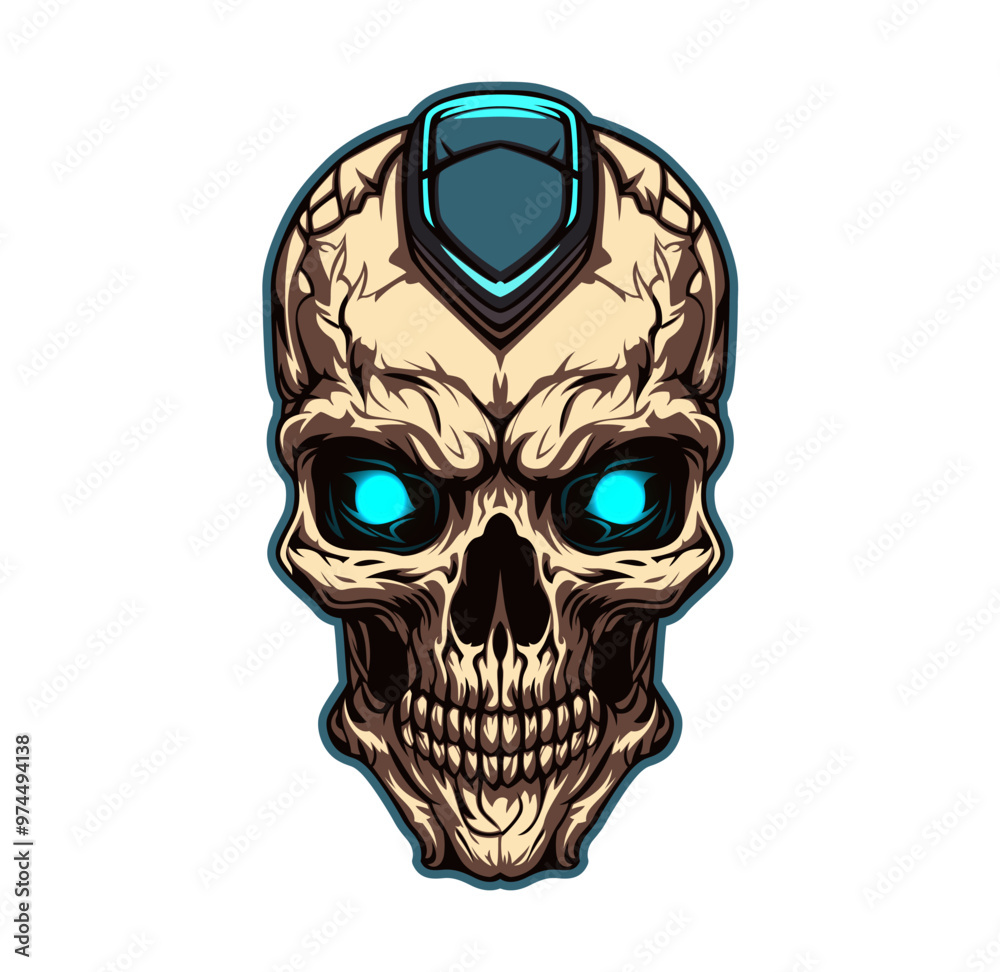 Ai generated cyber crime skull mascot, generative ai. Menacing cranium ...