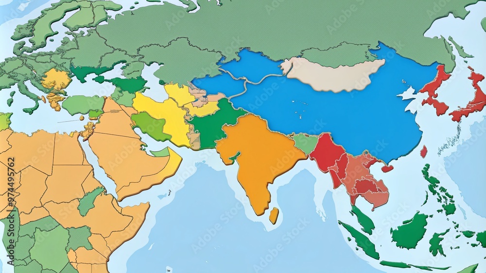 A political world map with Saudi Arabia prominently highlighted in bold ...