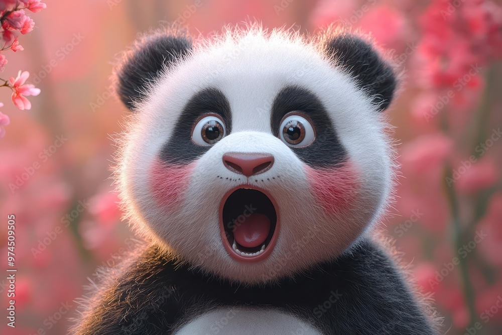 comical illustration of wideeyed panda expressing shock and surprise ...