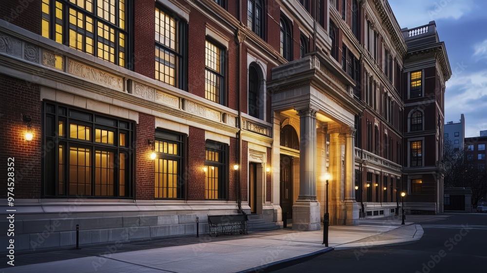 The exterior of a historic hospital building with classic architecture ...