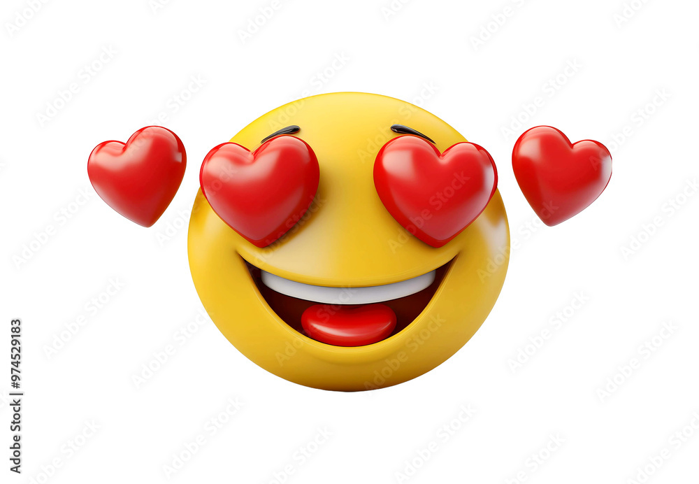 feeling loved emoticon, smiling face emoji with four hearts sticker ...