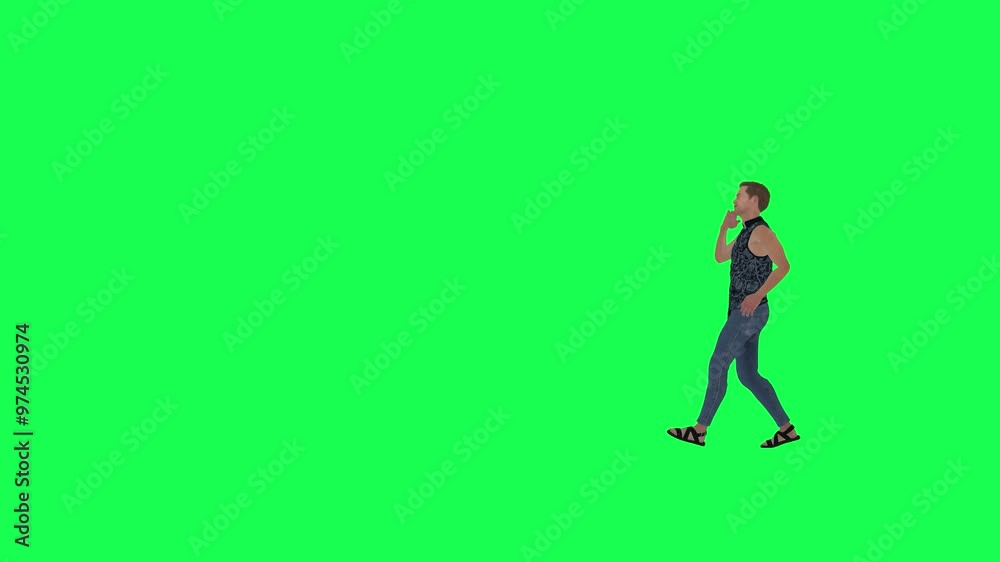 3d businessman talking on the phone left angle green screen render ...