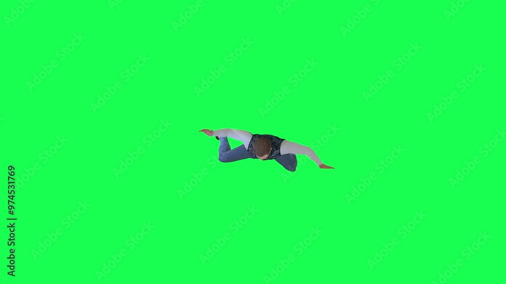 3d handsome man free falling front angle green screen render people ...