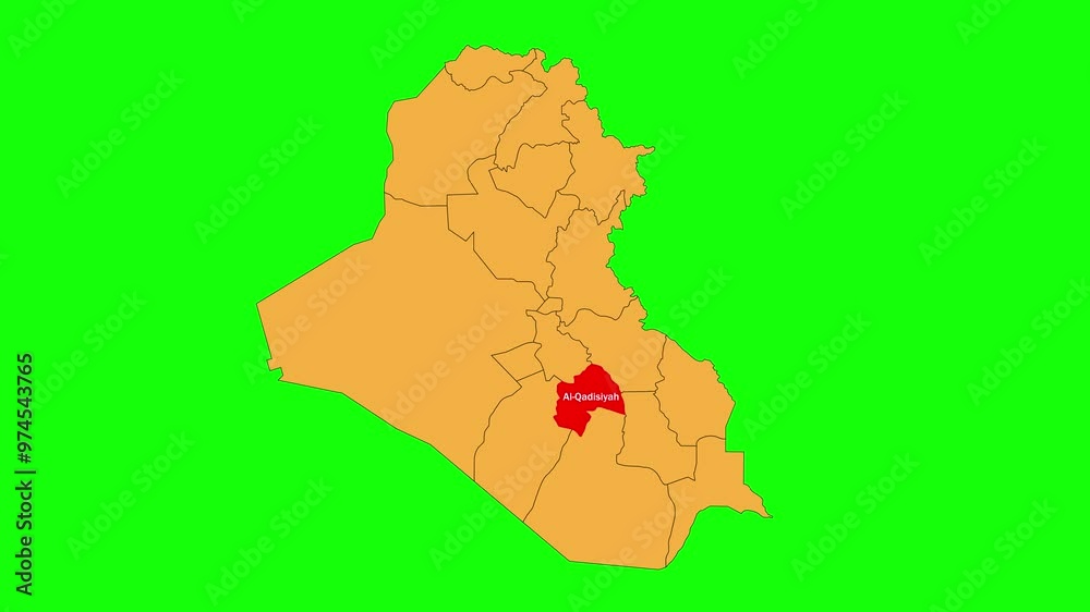 Al Qadisiyah map animated video. The location is highlighted on the ...