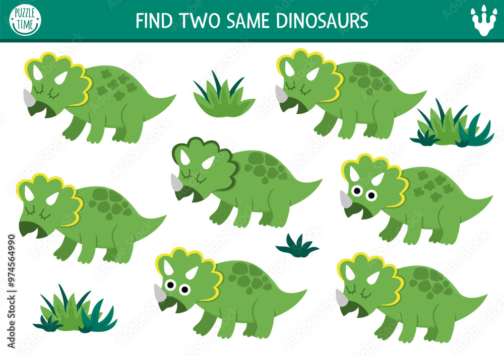 Find two same dinosaurs. Prehistoric matching activity for children ...