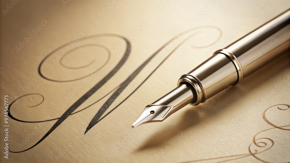 Elegant silver pen signing a formal document with a bold, cursive "W ...