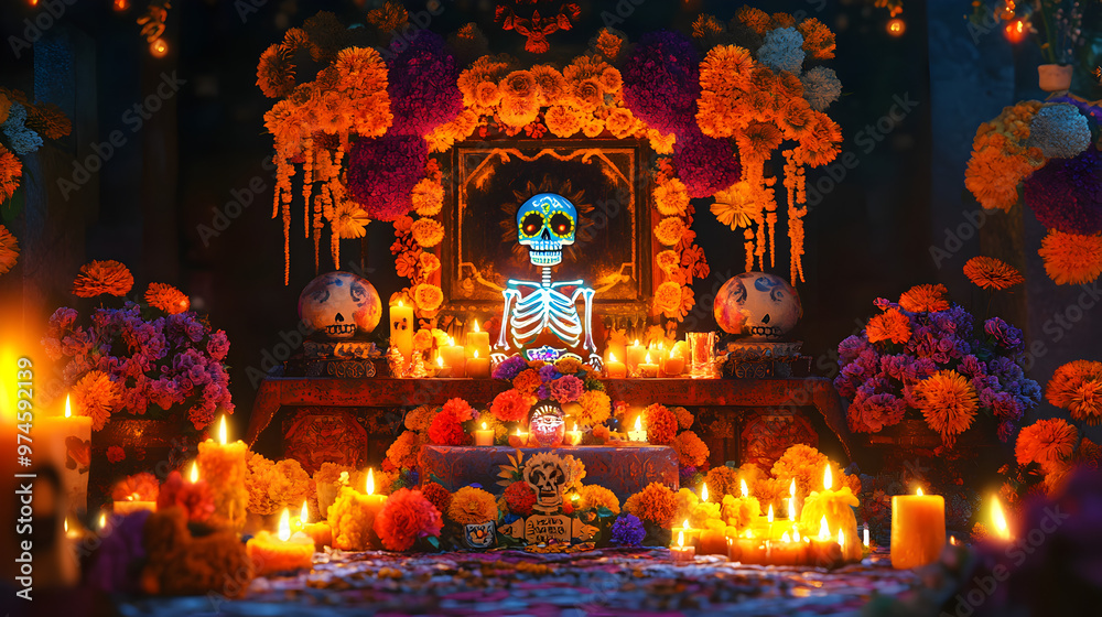 Stockfoto med beskrivningen adornado y hermoso altar de muertos en ...
