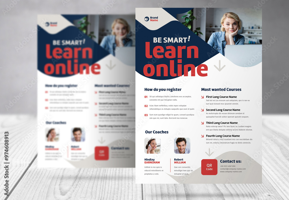Online Learning Flyer for Courses Stock Template | Adobe Stock
