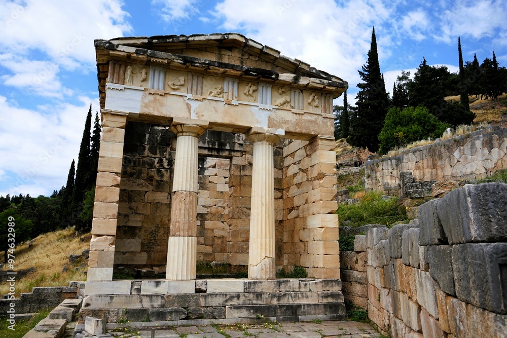 View of the reconstructed treasure house of the Athenians in the ...