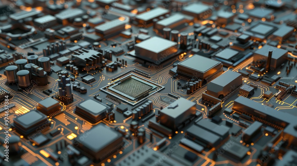 Technical diagram showing the layout of a circuit board Stock Photo ...