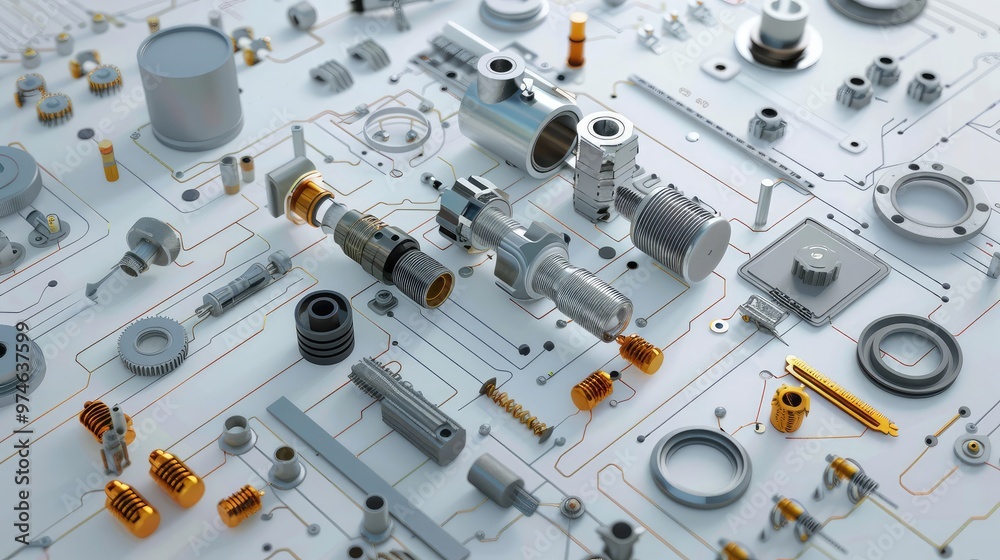 Technical diagram with labeled parts and components Stock Photo | Adobe ...