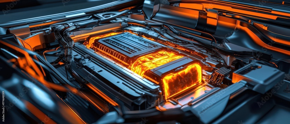 Cross-section of a lithium ion battery in an electric car Stock Photo ...