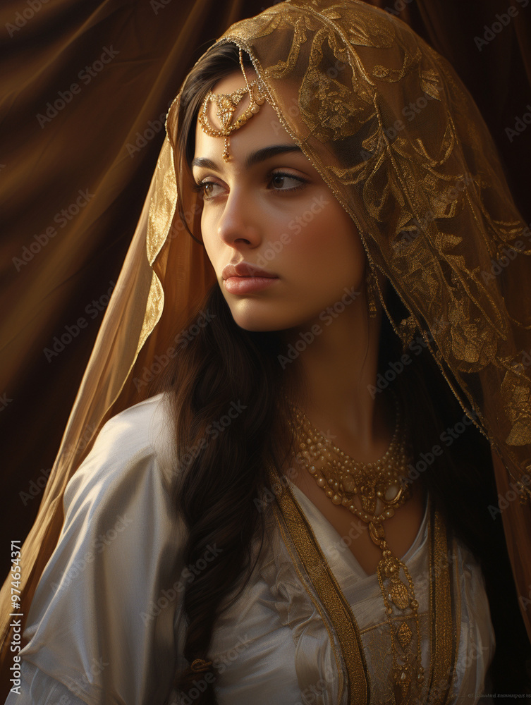 Greek woman in traditional Amalia costume, portrait photography, close ...