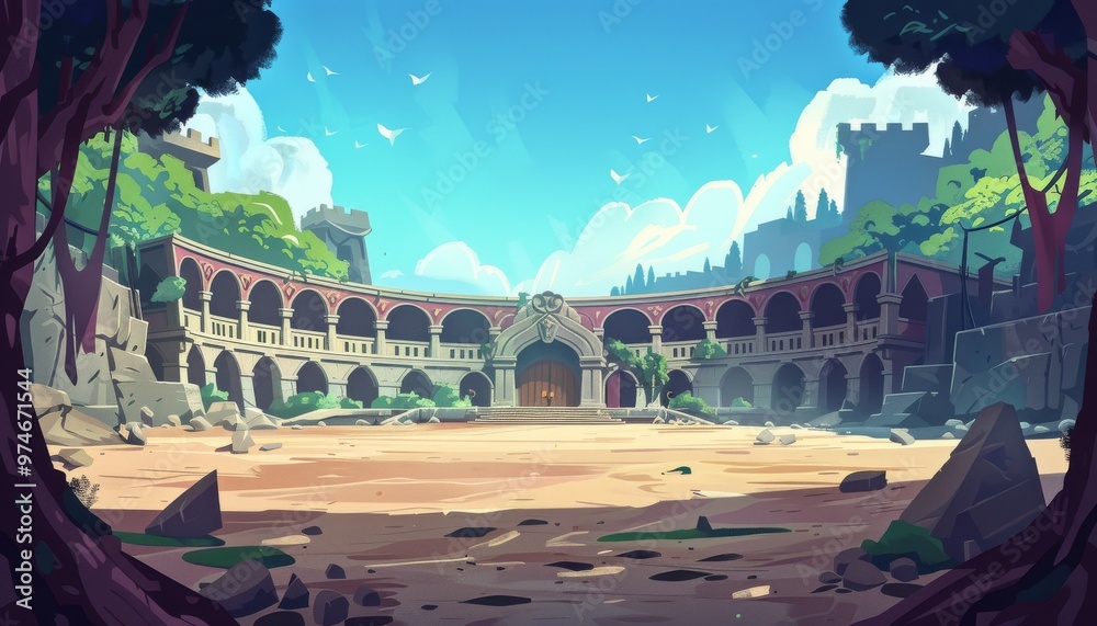 Ancient Ruins Arena. Abandoned Coliseum. Desert Coliseum. Ancient Arena ...