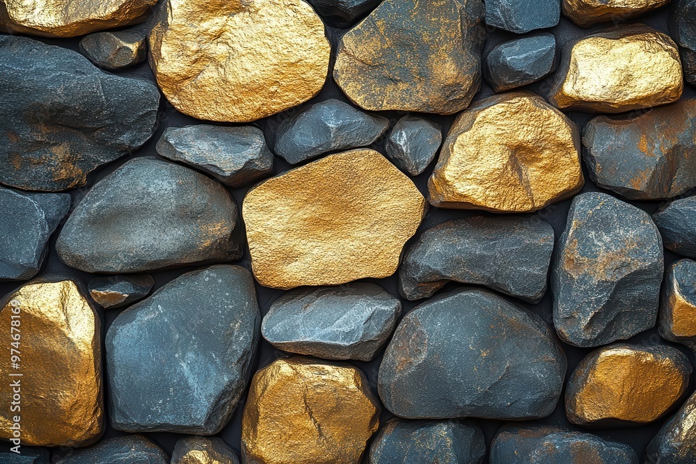 intricate seamless pattern of golden pebbles and stones creating a ...
