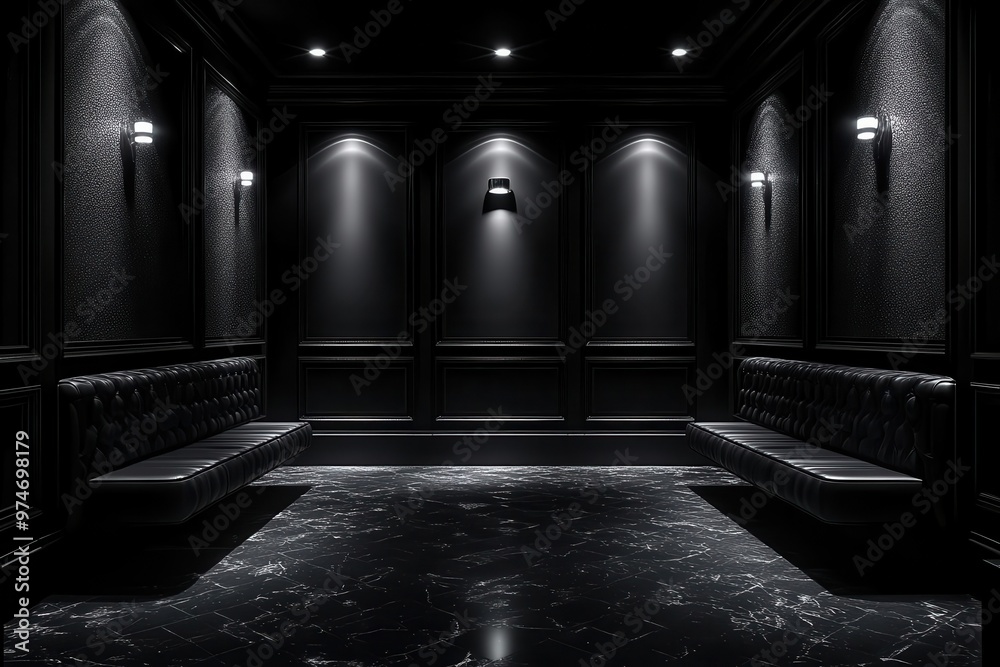 luxurious dark room interior dramatic shadows single spotlight negative ...