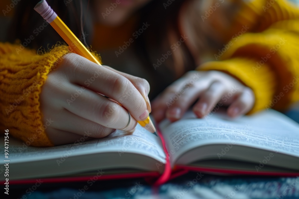 A student diligently prepares for college exams, immersed in reading a ...