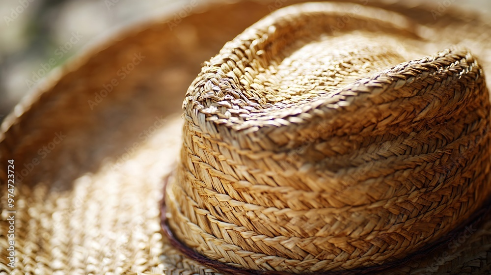 Traditional straw hat on multiple positions for decoration Brazilian So ...