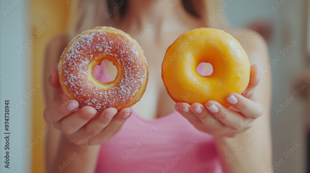 Dieting or good health concept Young woman rejecting Junk food or ...