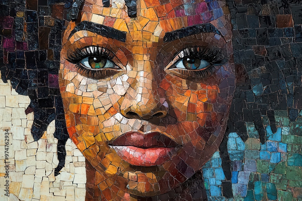 powerful portrait mosaic diverse african faces blending into one ...