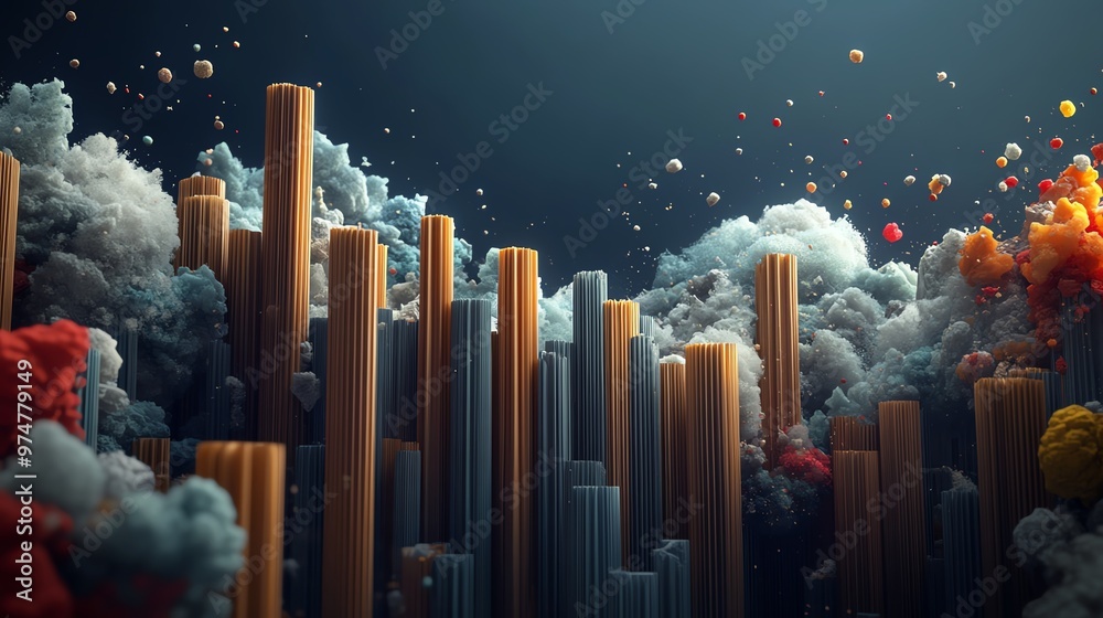 Bright fluid gradient vertical bars in abstract vector form ...