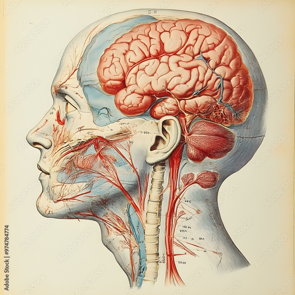 Human Developmental Anatomy Study, intricate illustration showcasing ...